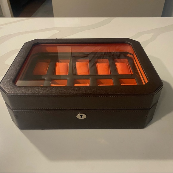 WOLF | Accessories | Wolf Brown Watch Box With Orange Interior | Poshmark